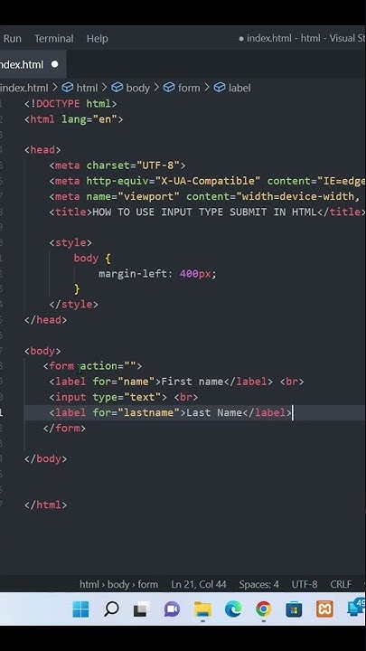 How To Use Input Type Submit In Html Form Html Input Shorts Youtube 3973