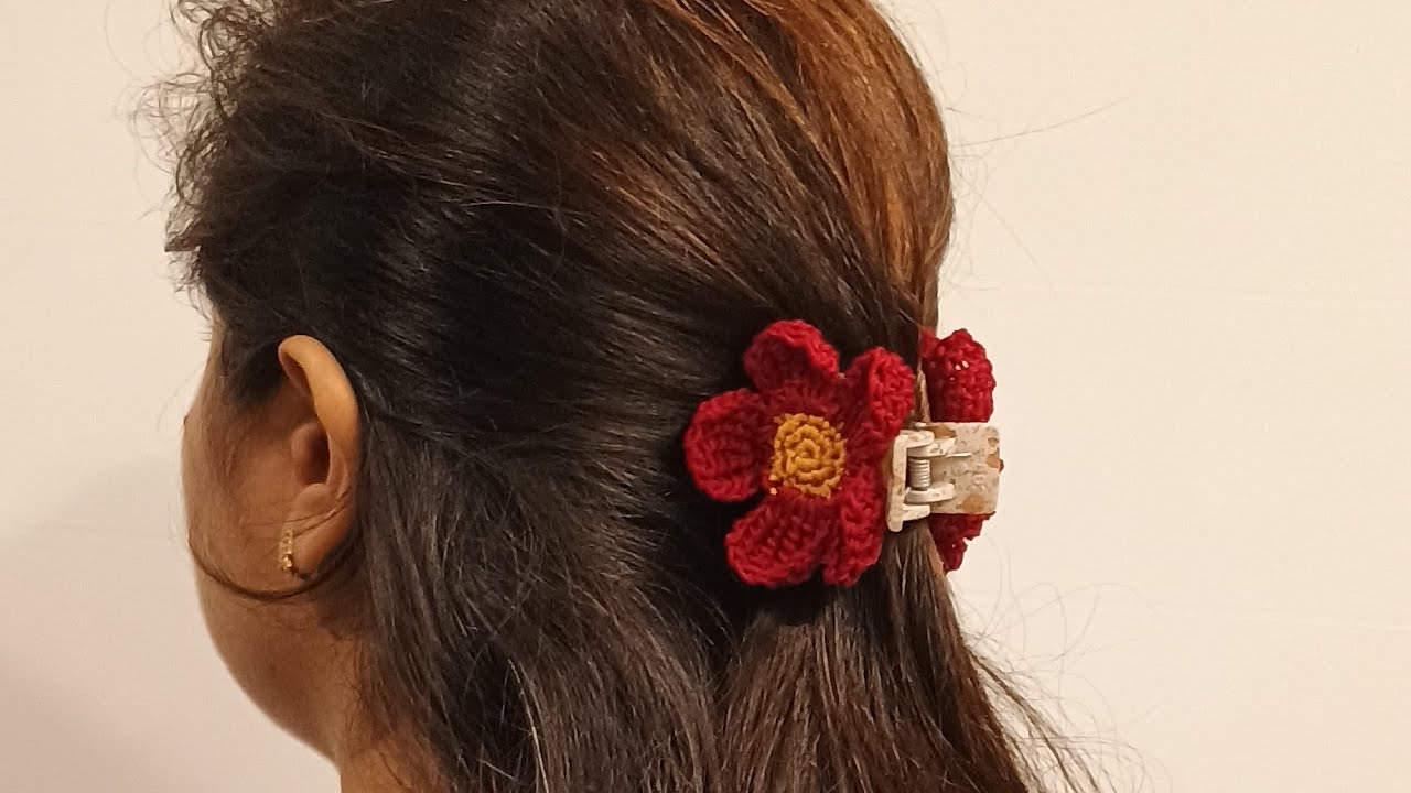 Beautiful crochet flower hair clutcher 👌 - YouTube