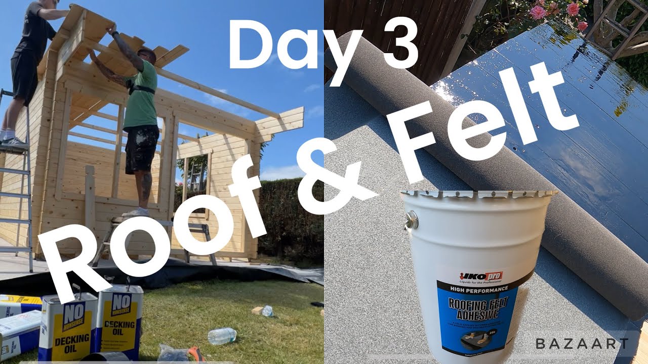 Day 3, Fitting the roof and felt log cabin build - YouTube