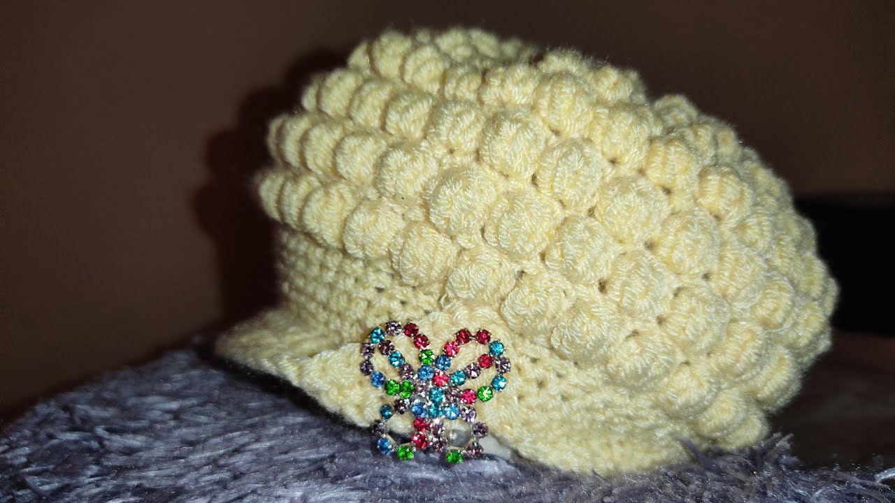 How to crochet cap using Cluster-stitch - part 2| crochet cap with a ...
