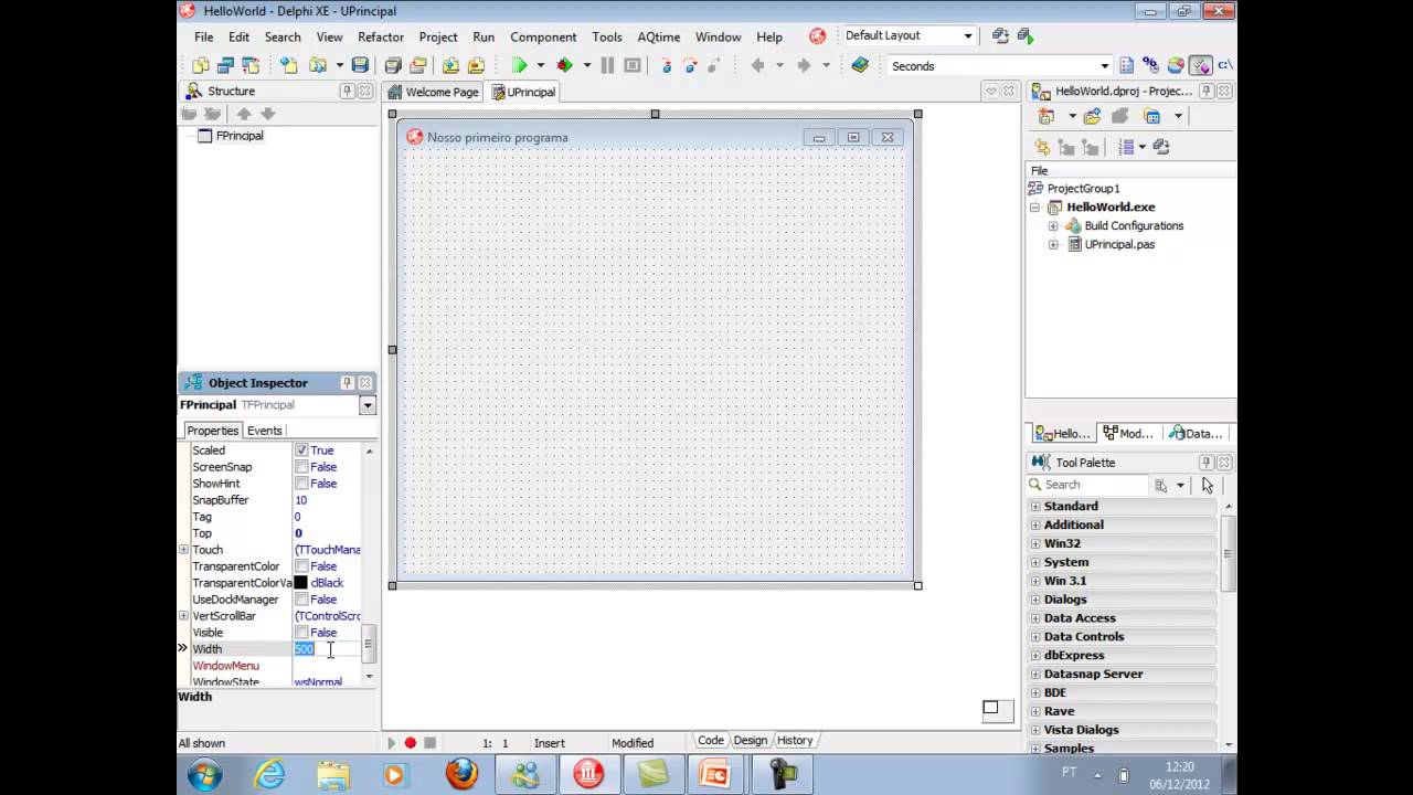 Aula 1 - Desenvolvimento de Sistemas - Delphi XE - YouTube