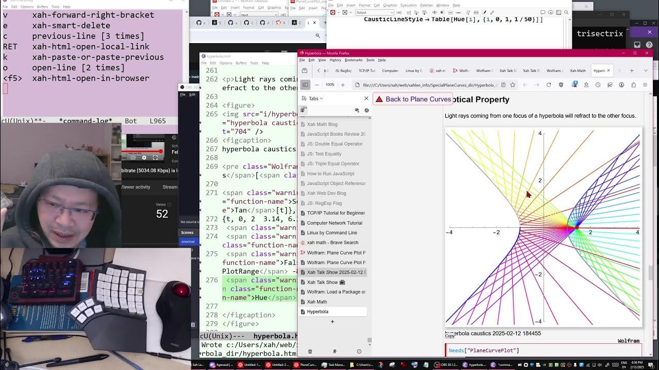 Xah Talk Show 2025-02-12 Ep613 Wolfram Language Coding, Plane Curves ...