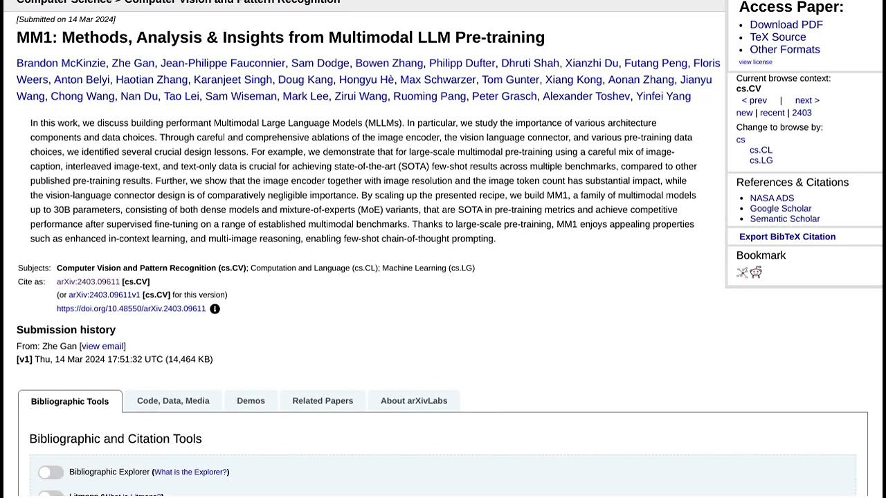 Unveiling MM1: Enhancing Multimodal LLM Pre-training for Optimal Performance - YouTube