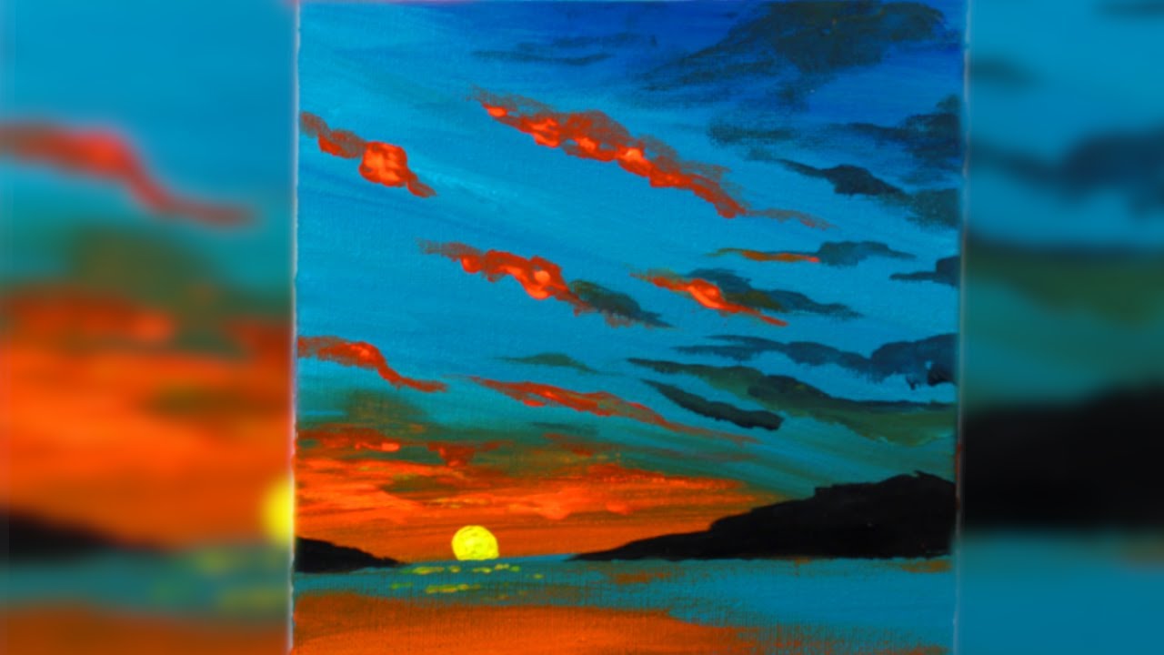 Painting Sunset | How to paint a Sunset with clouds for Beginners ...