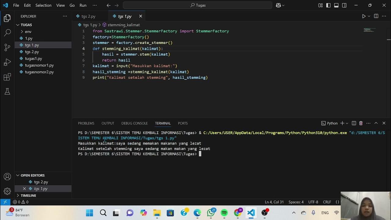 Stemming dengan Sastrawi di Python - YouTube