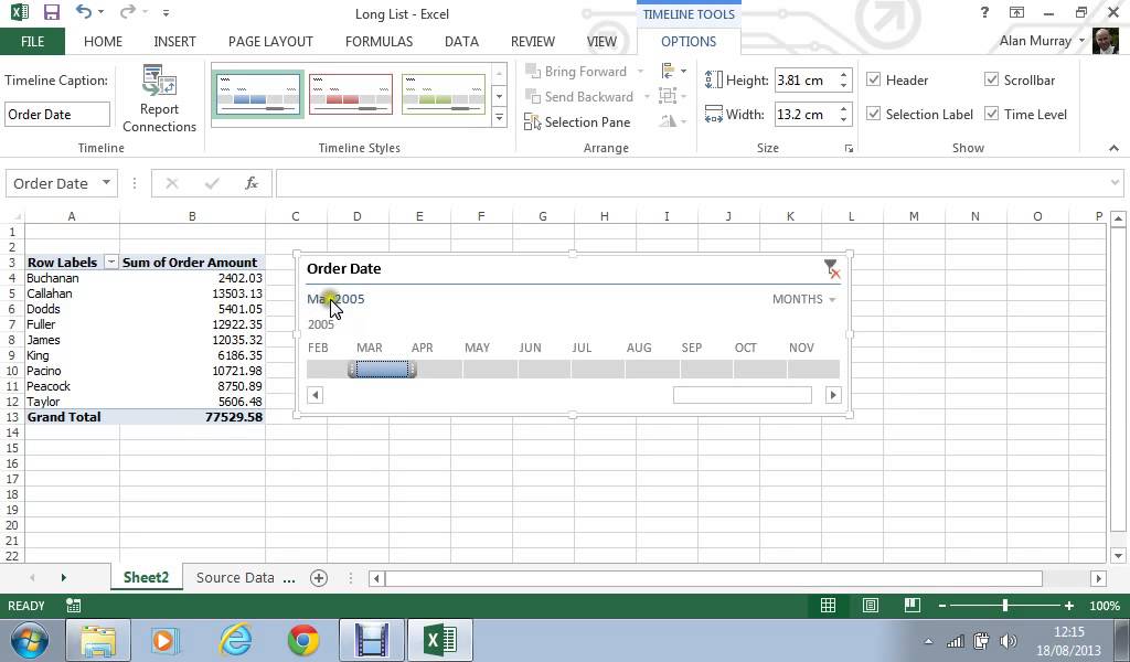 Using the Timeline Slicer in Excel 2013 - YouTube