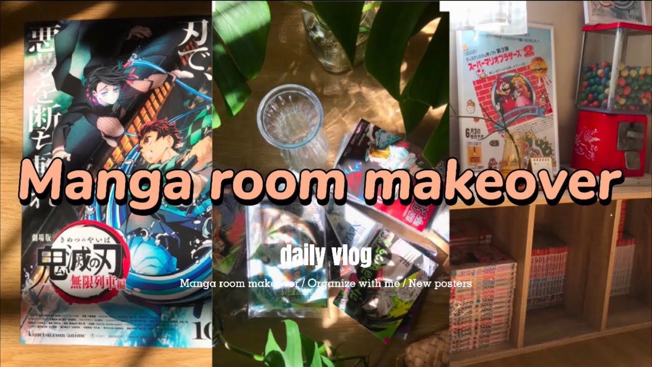 Manga room makeover | ทำห้องมังงะ, จัดของ, อวดโปสเตอร์ใหม่ - YouTube