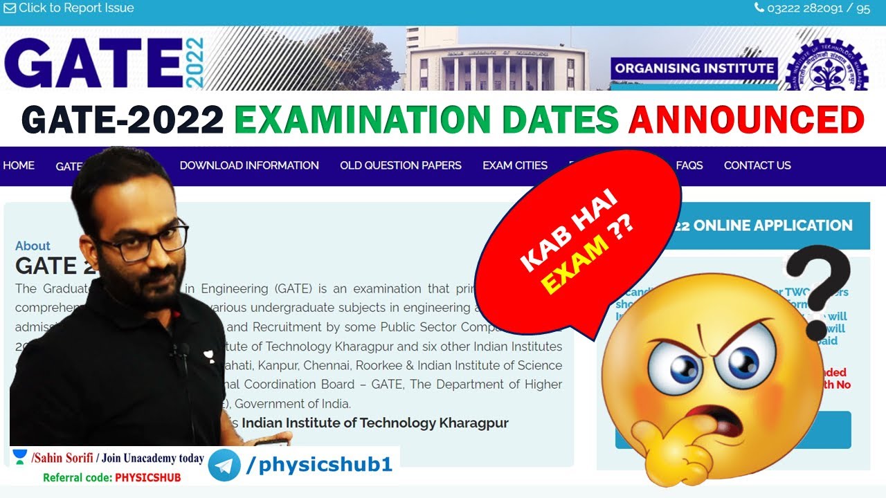 GATE-2022 EXAMINATION DATES AND TIMINGS ANNOUNCED | PHYSICS HUB - YouTube