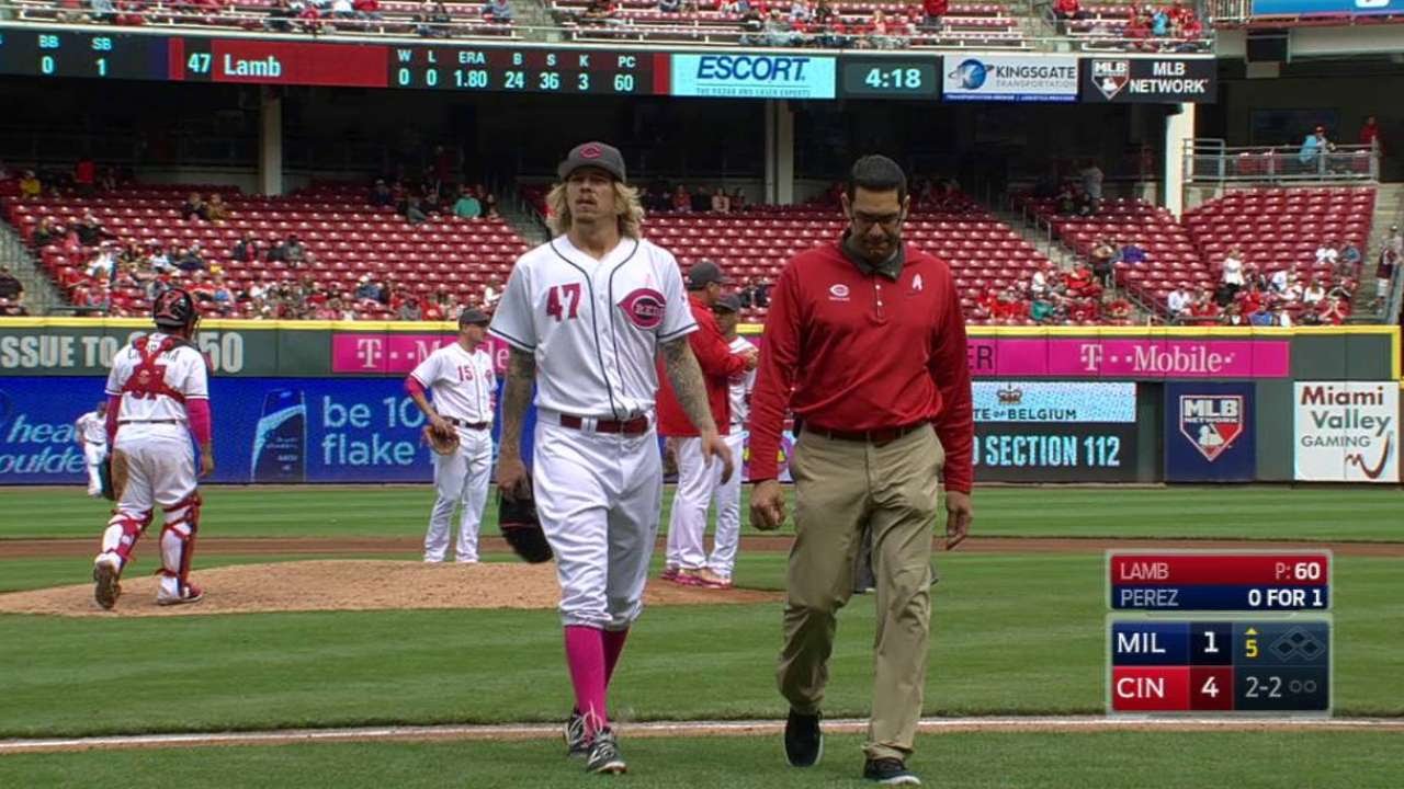 MIL@CIN: Lamb exits game with apparent hand injury - YouTube