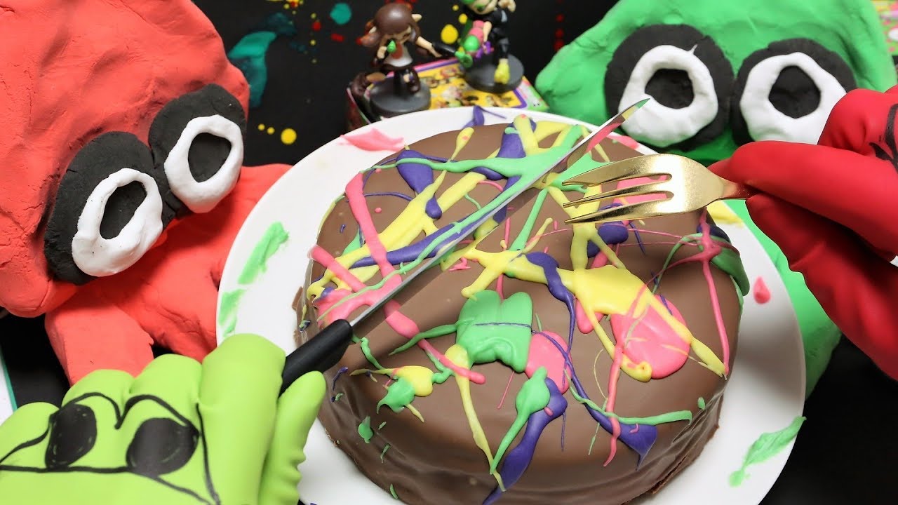 decocookie made Splatoon2 Cake and I ate! - YouTube