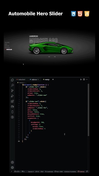 Automobile Hero slider Using HTML CSS and JavaScript#coding #trending #slickslider #shorts # ...