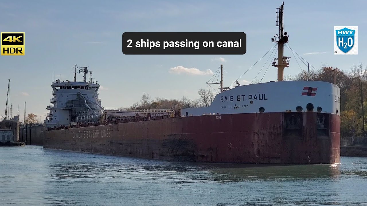 Heavy ship traffic at lock #1. A cargo and chemical/oil ship. - YouTube