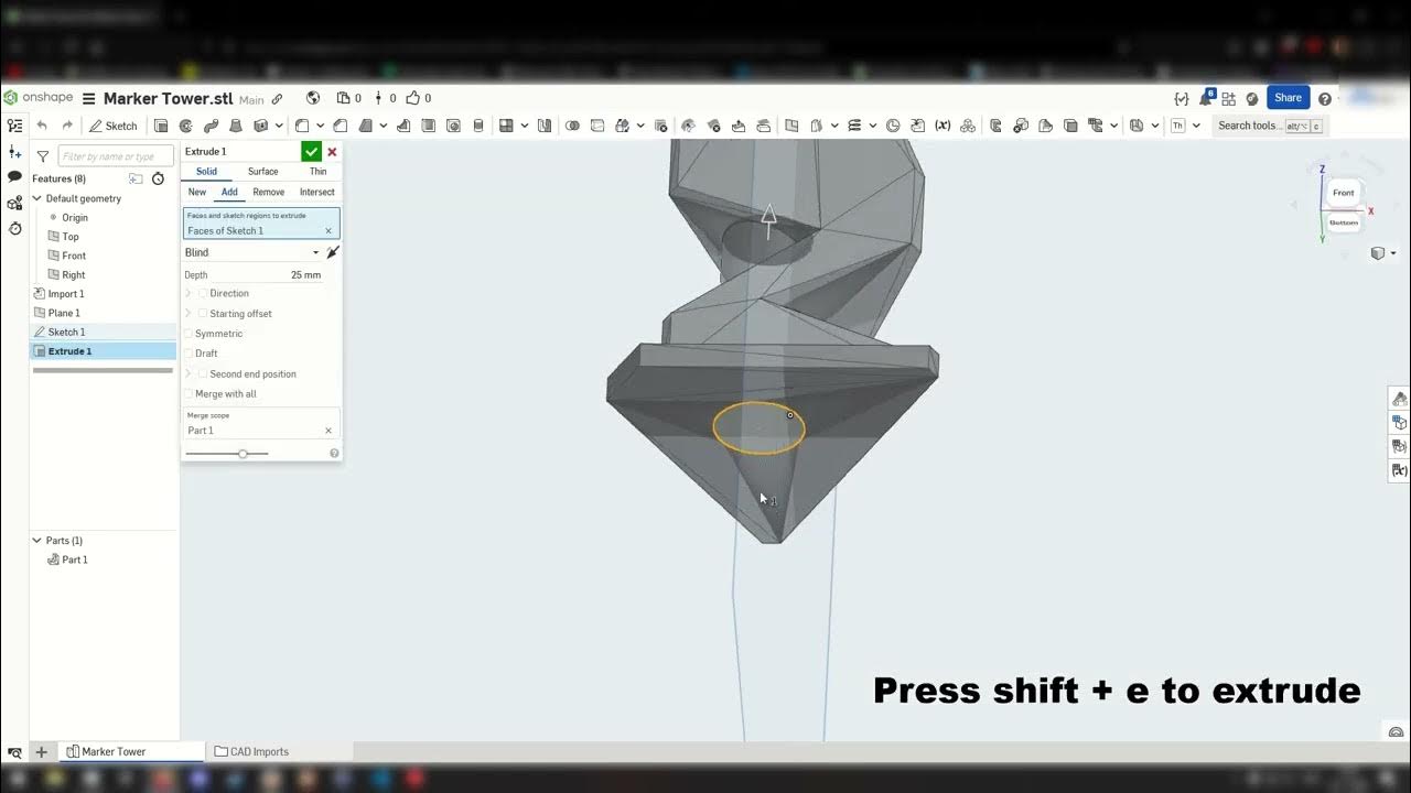 How to create a hole in a mesh / STL in onshape. - YouTube