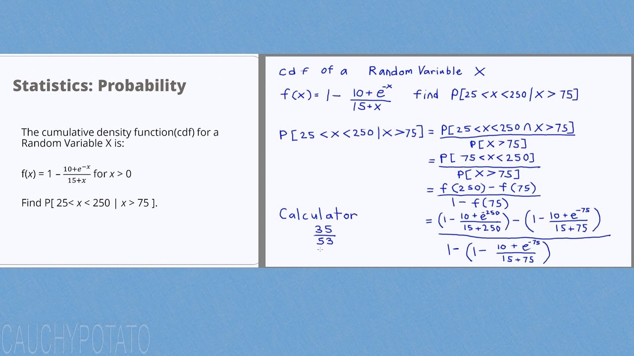 Statistics Probability 19: Cumulative Density Function Example - YouTube