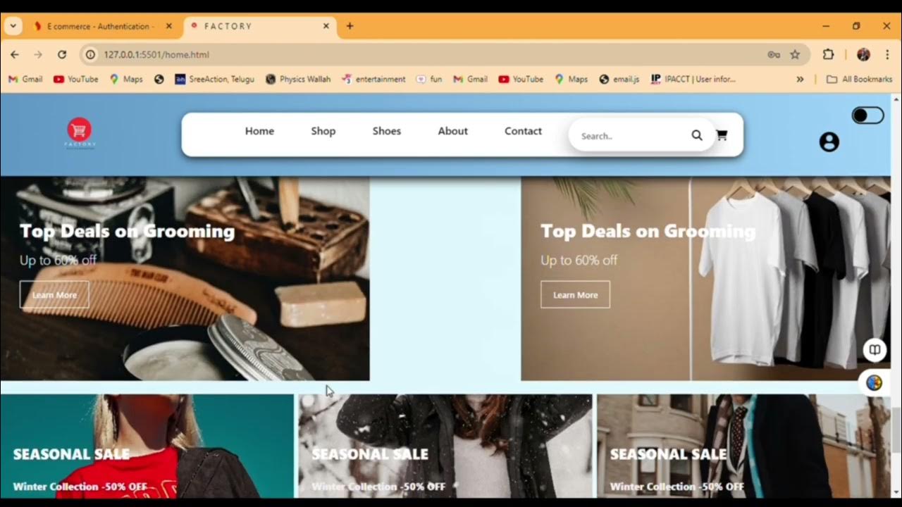 FACTORY : A shopping Website using React.js(vite), html, css , JavaScript, Firebase. - YouTube