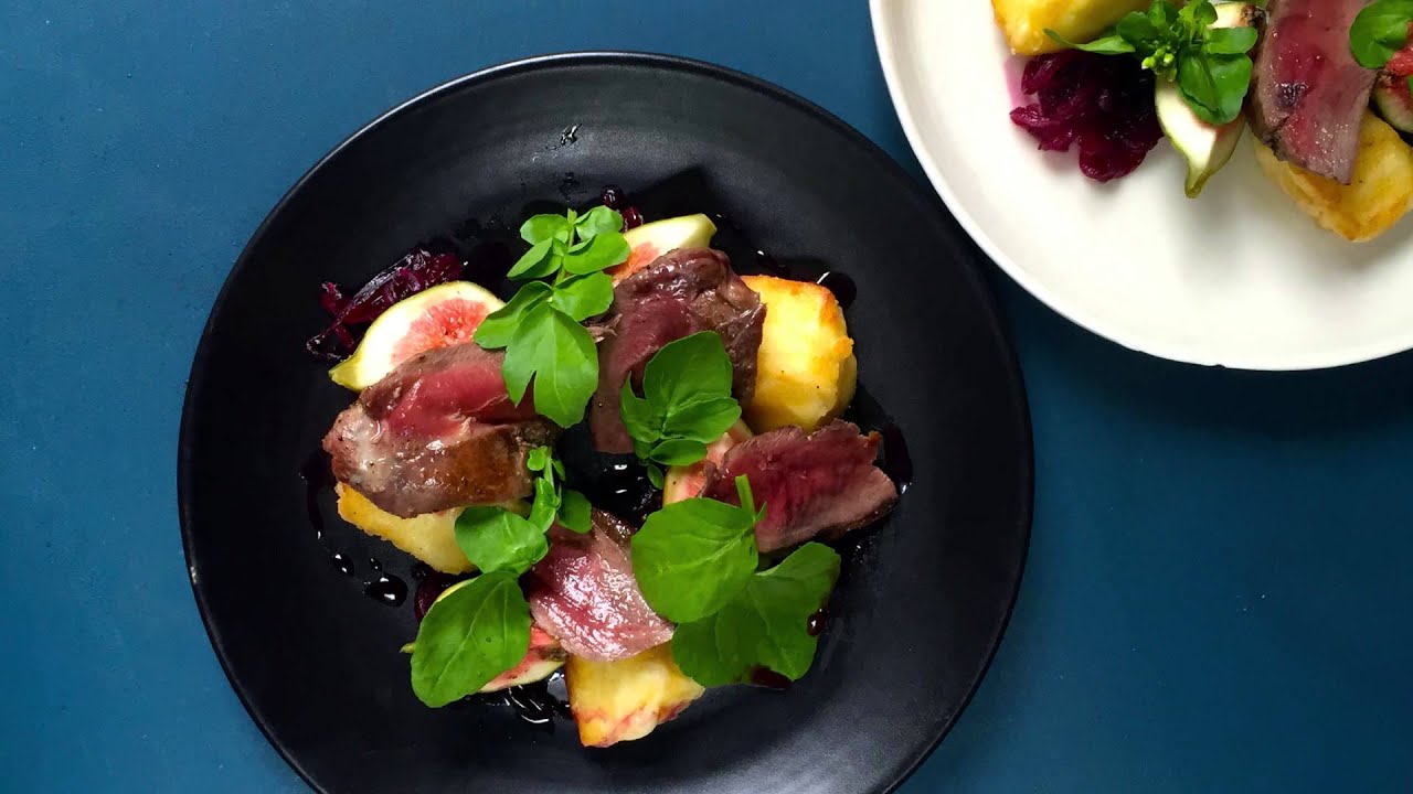 Recipe: Pigeon Breast With Fried Scamorza, Sweet Onion, Fig ...