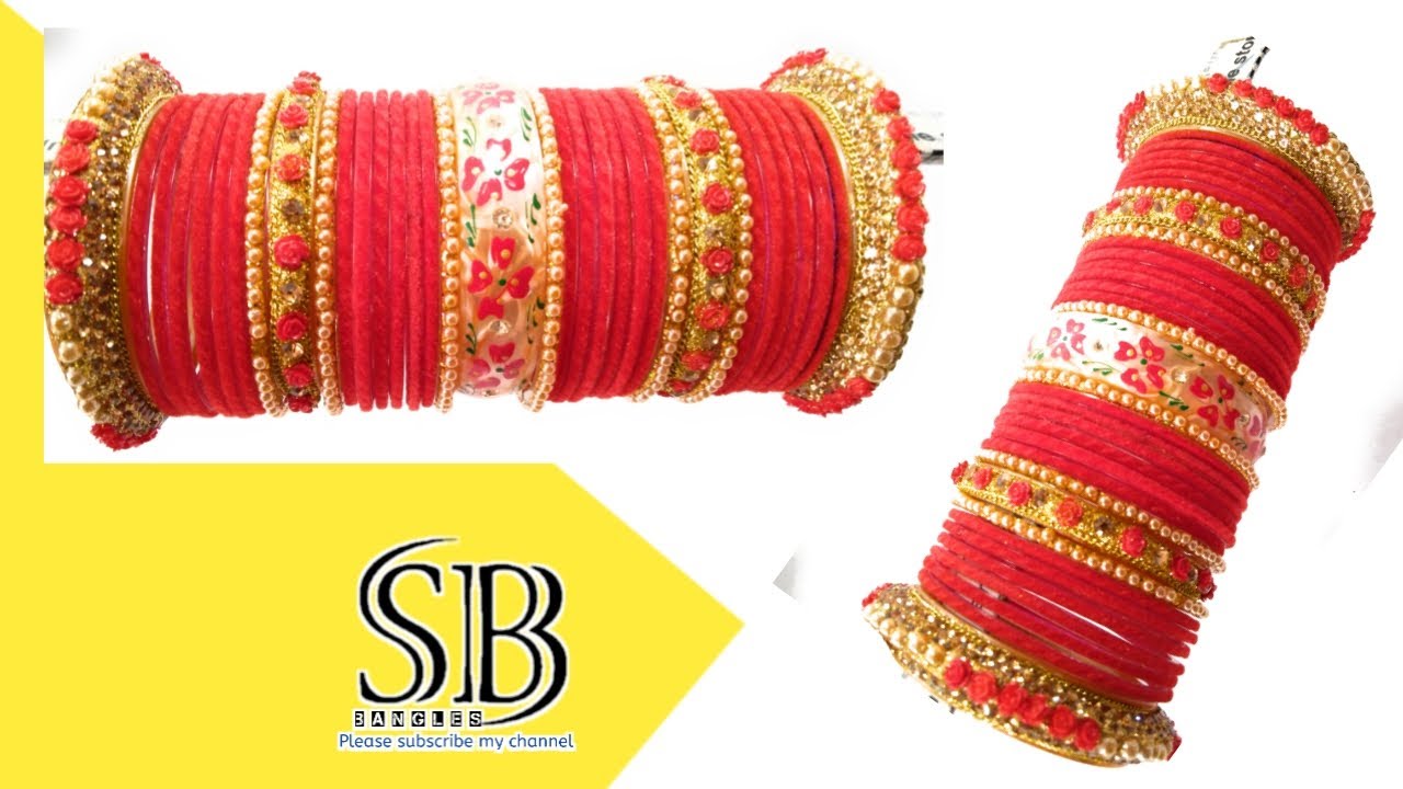 Red Bangles Designed with Pearl Golden Bangles Traditional Ethnic ...