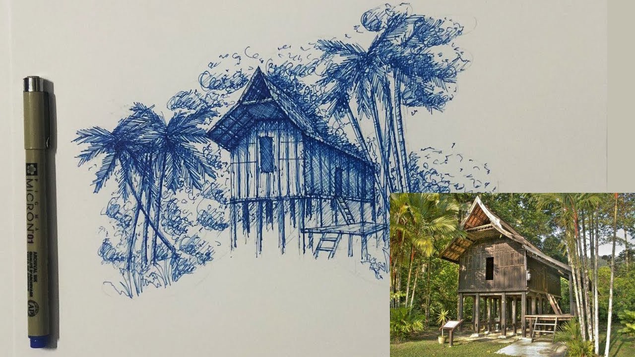 Improve sketching house architecture toturial - YouTube