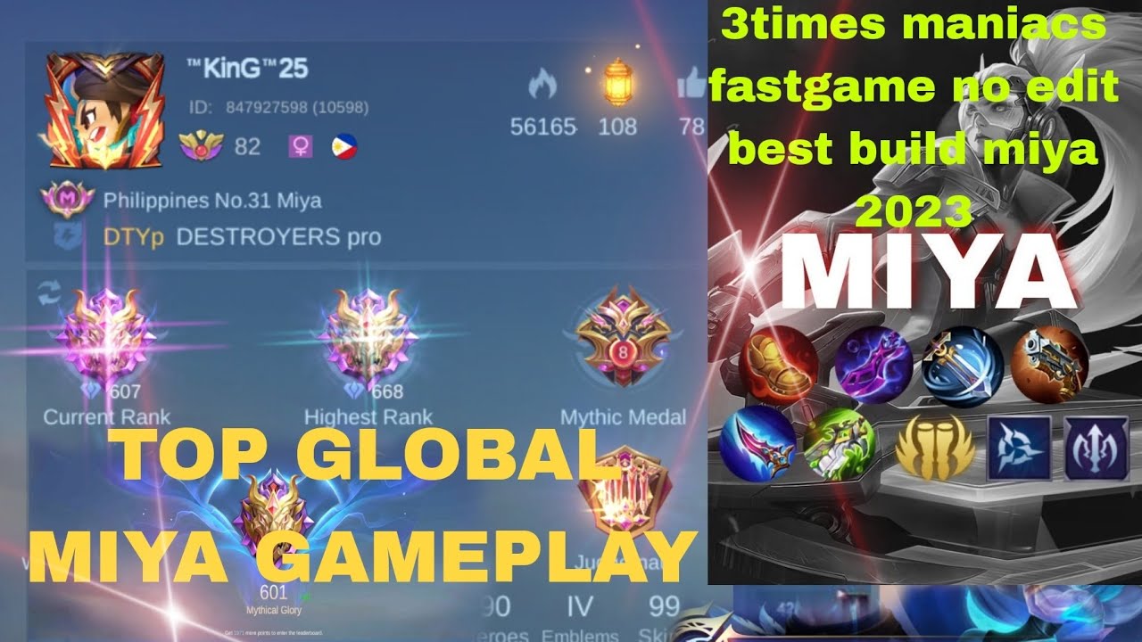 2023 MIYA Gameplay NO edit full gameplay miya global top PHILIPPINES ...