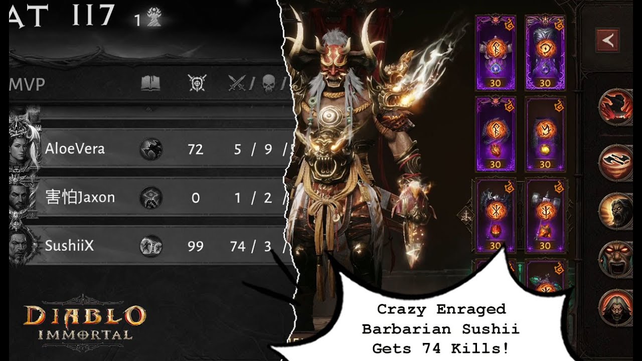 Ancient Sushii's CRAZY ENRAGED BARBARIAN Gets 74 Kills as MVP Wins By 1 ...