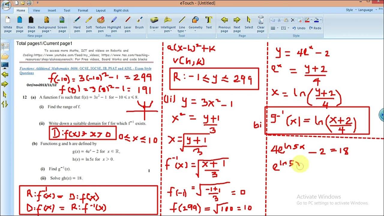 Functions Part2, Add Maths 0606: GCSE/IGCSE, AP, IB-HL Exam Style Questions - YouTube