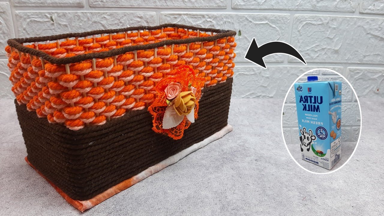 Look What I'll Make Out of a Milk Box and Macrame Rope/DIY Rope Basket ...