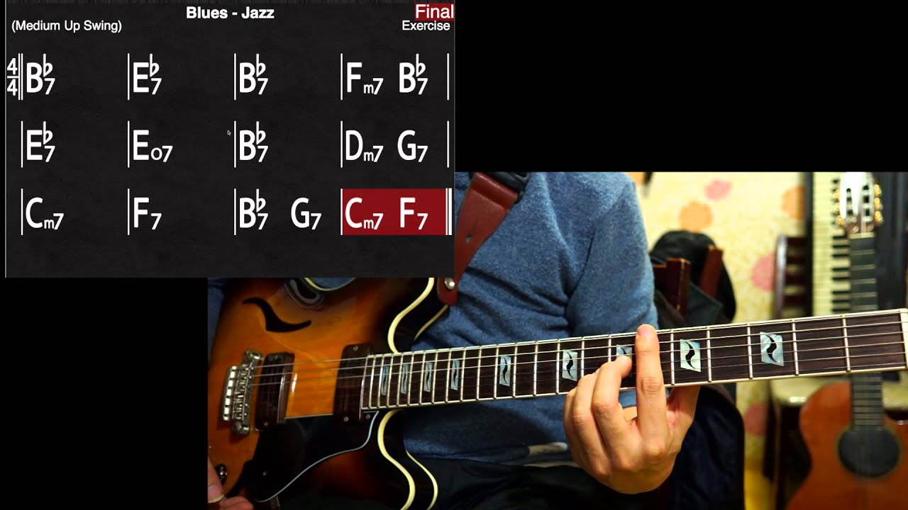 jazz guitar comping - medium swing style - YouTube