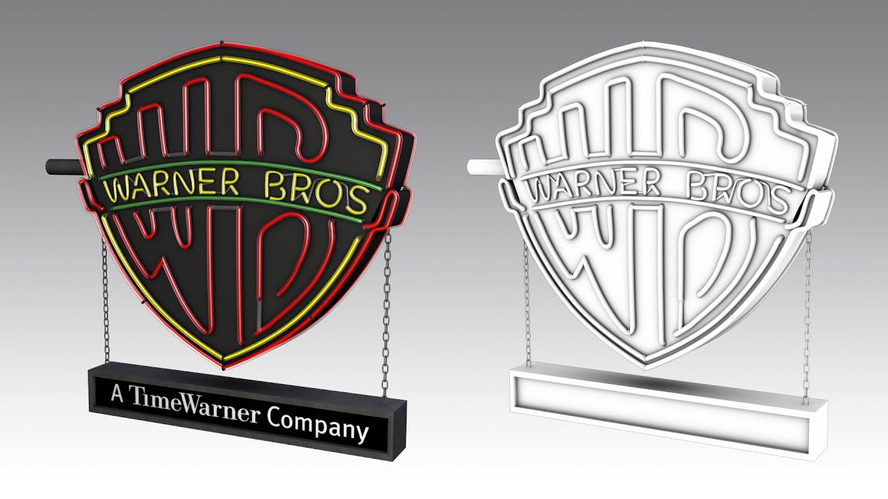 Warner Bros logo neon sign - 3D model - YouTube