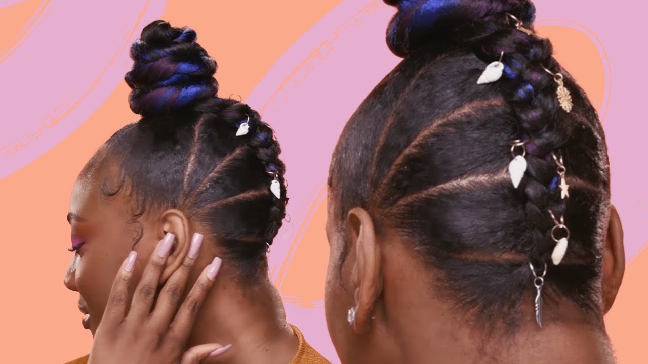 Slick Top Knot Tutorial For Natural Hair WITH GLAM - YouTube