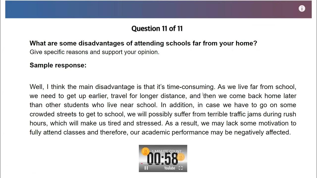 [Toeic Speaking] Question 11 Sample Response #1 - YouTube