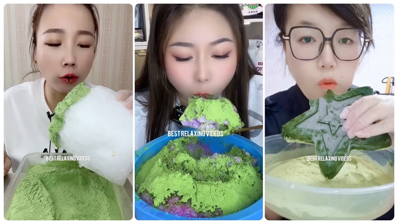 [ASMR] HEAVY MATCHA POWDERED ICE EATING MATCHA ASMR & BIG BITES 😋 ...