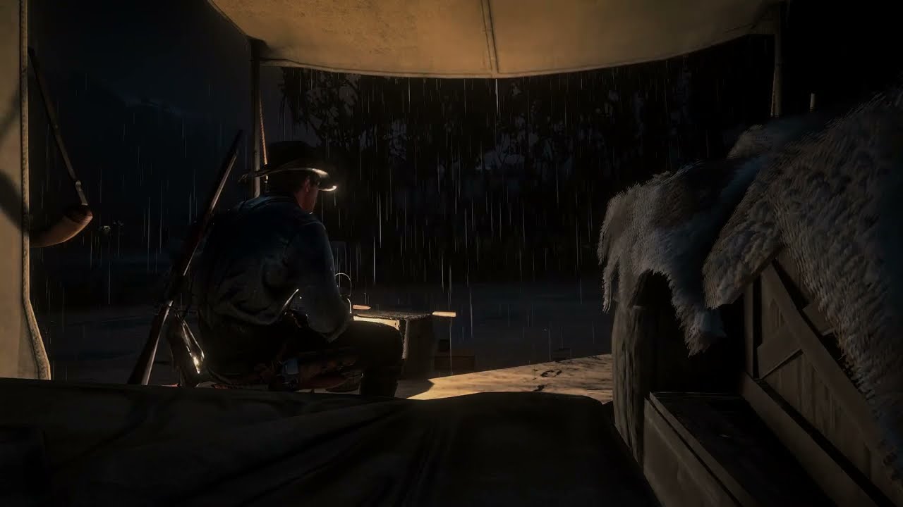 Arthur watches the rain while camping near the beach | RDR2 ASMR - YouTube