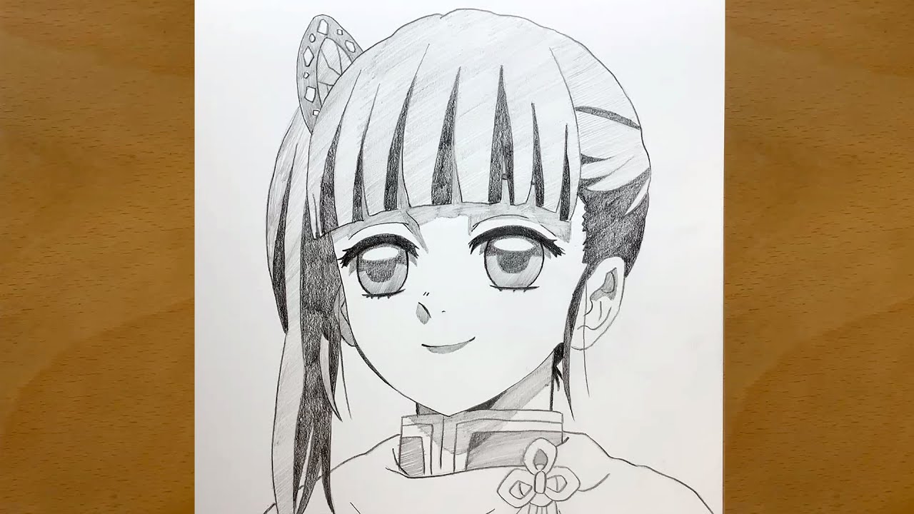 Anime sketch | How to draw Tsuyuri Kanao from Demon Slayer | step by ...