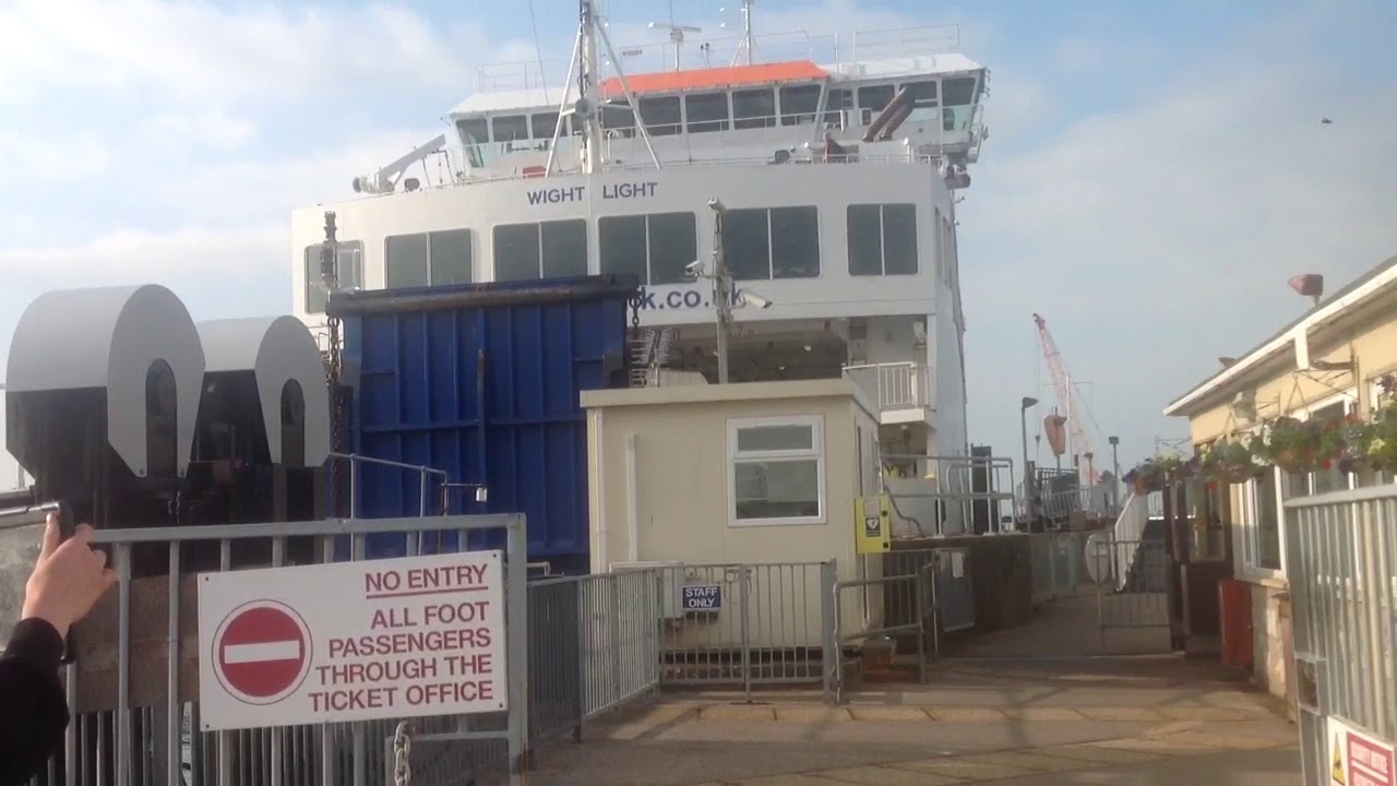 IOW Ferry (Wight Light) arriving at the Yarmouth Ferry Terminal part 1 ...