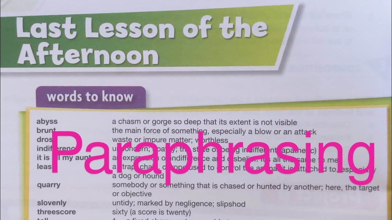 New Oxford Modern English Book 8| Poem: Last Lesson of the Afternoon ...