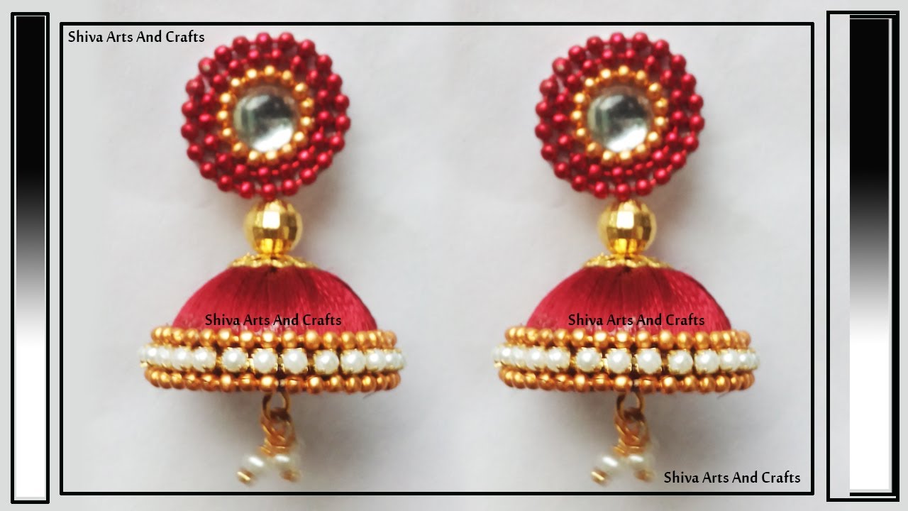 How to make silk thread earrings for beginners//silk thread jewellery ...