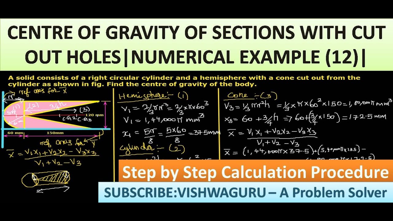 Center of Gravity|Solved Numerical Example (12)|Sections with cut out ...