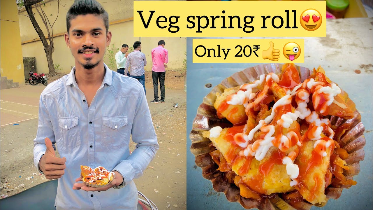 Veg spring roll making at the street shop| very testy veg spring roll ...
