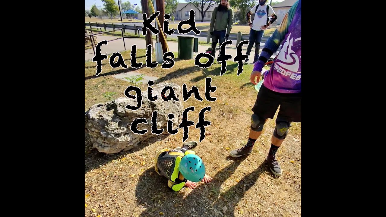 Kid falls off giant cliff 😳 - YouTube