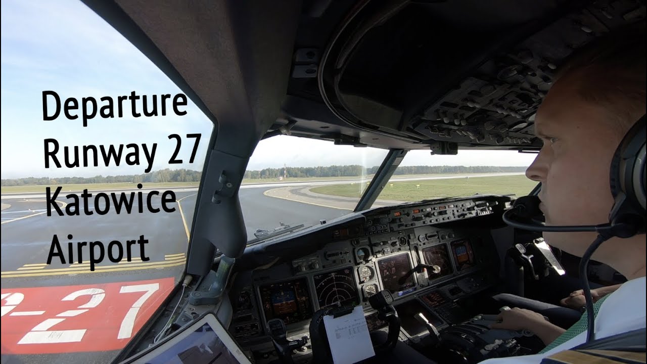 Departure runway 27 Katowice (Pyrzowice) Airport (KTW EPKT). - YouTube