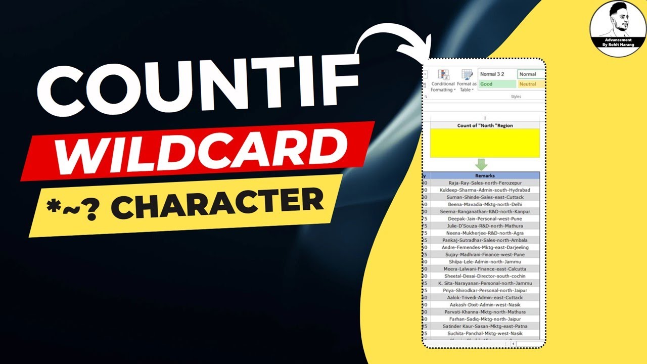 COUNTIF Wildcard Formula In Excel Rohit Narang YouTube countif-wildcard-formula-in-excel-rohit-narang-youtube