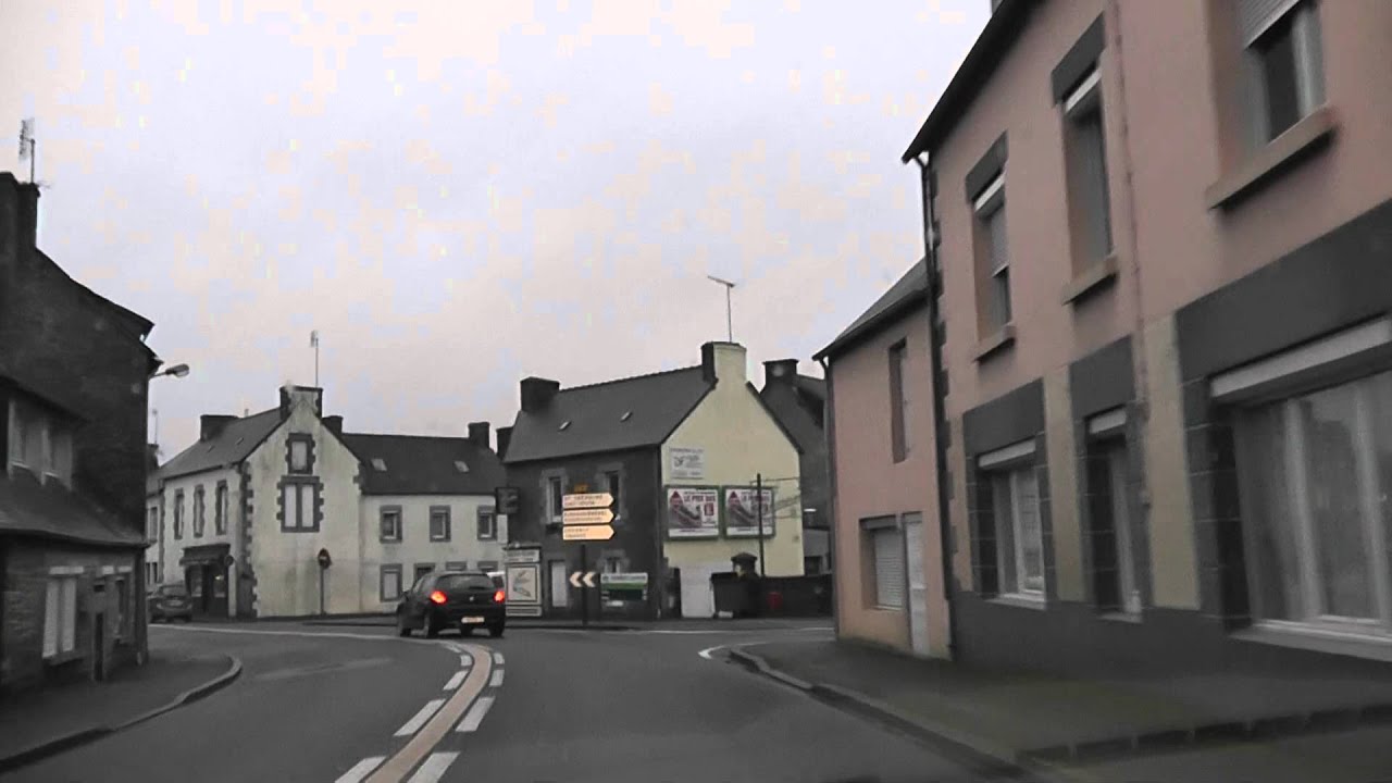 Driving Along Rue Clémentine Lair, Route de Gouarec & Place de la Poste ...