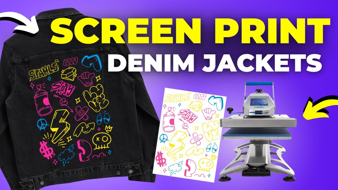 Apply Neon Screen Prints to Denim Jackets with a Heat Press - YouTube