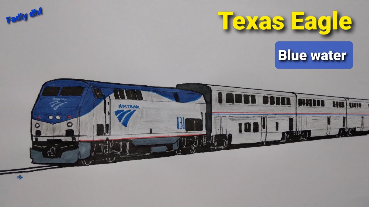 Amtrak Texas Eagle blue water train | how to draw Amtrak trains - YouTube