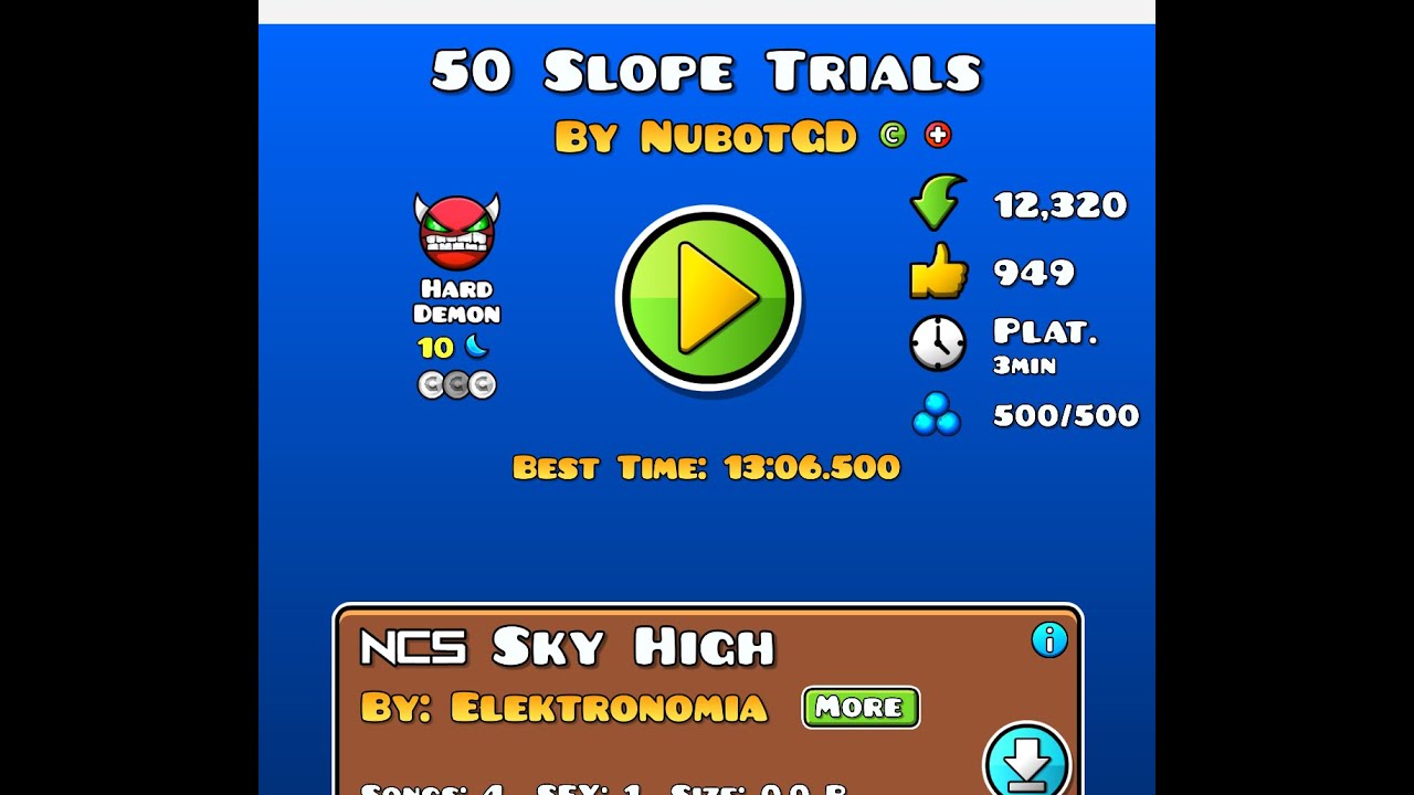 ''50 SLOPE TRIALS'' [HARD DEMON] (Geometry Dash) - YouTube
