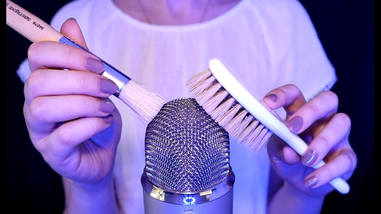 ASMR Mic Brushing with Hard Brushes Slow & Gentle (No Talking) - YouTube