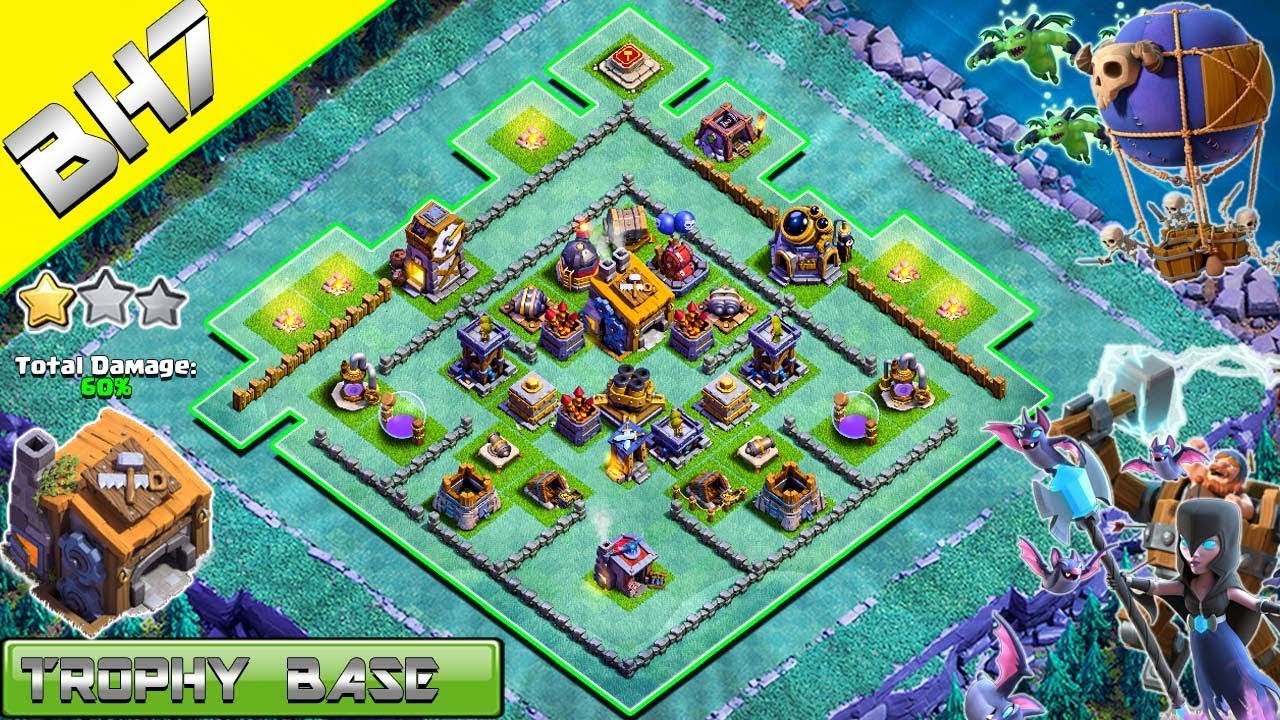 NEW Builder Hall 7 BH 7 Base 2018 Design Anti 1 Star, Anti 2 Star, Anti ...