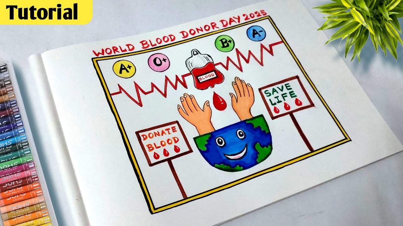 World Blood Donor Day Drawing/ Blood Donation Day Poster Painting/ How ...