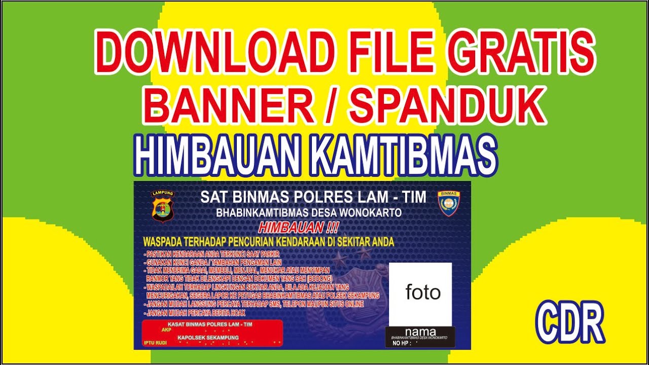 DOWNLOAD GRATIS FILE BANNER / SPANDAUK HIMBAUAN KAMTIBMAS CDR - YouTube