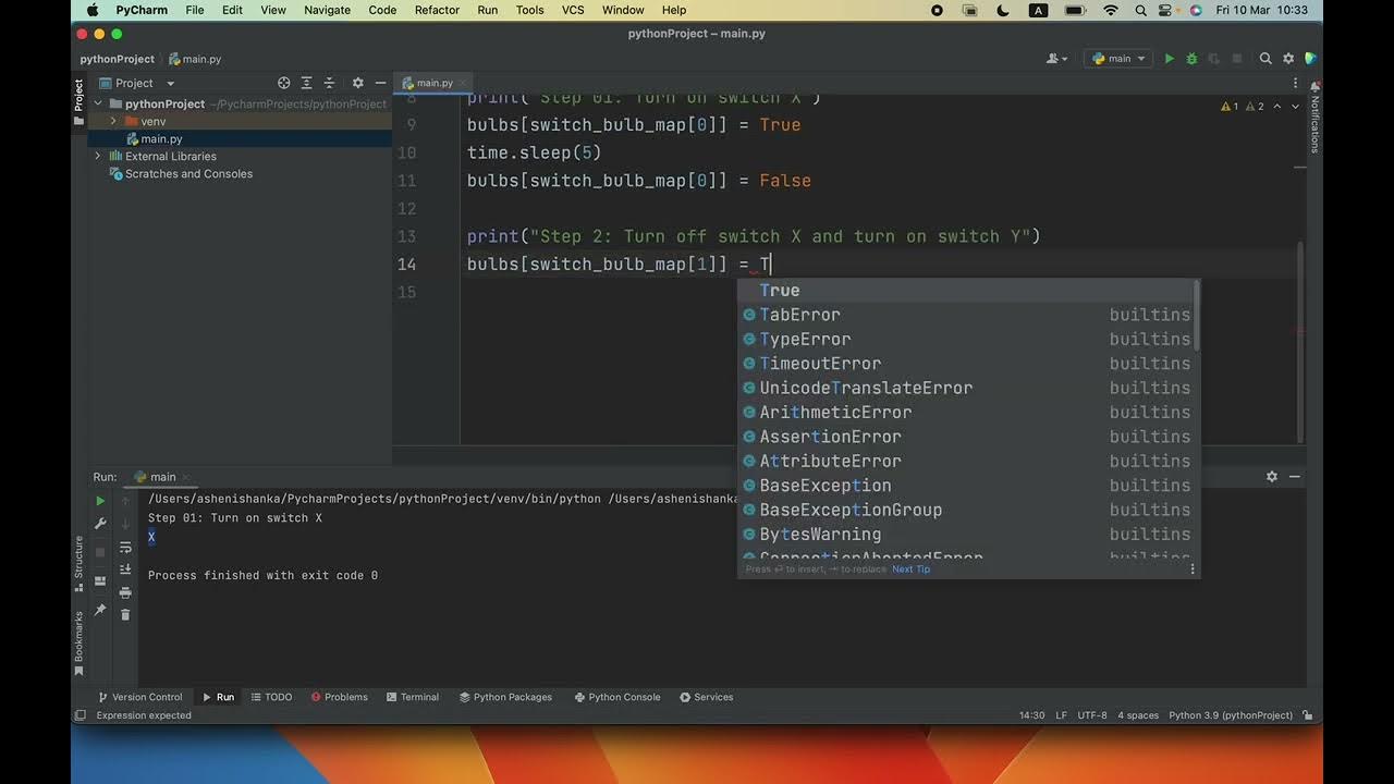 Python Program: Identifying Light Bulbs with Three Switches and One ...
